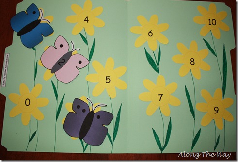 Along the Way: Butterfly Number Matching File Folder Game